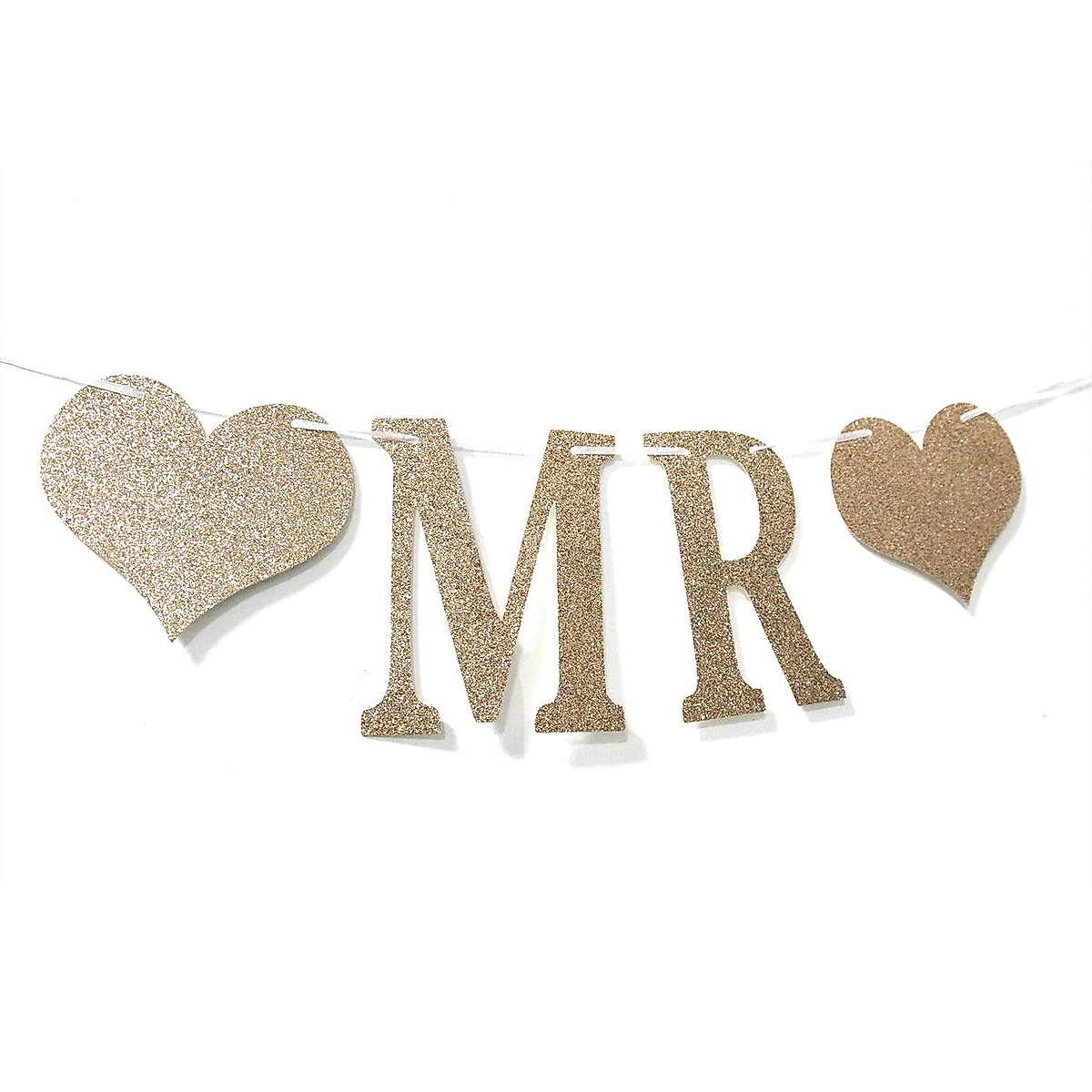 Champagne Gold Glittery MR and MRS Banner - MR & MRS Banner for Bridal Shower, Wedding, Engagement, Anniversary Party Supplies
