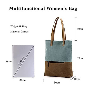 PORRASSO Women Tote Bag Canvas Backpack Shoulder Bag Ladies Multifunctional Handbag for Shopping Travel Work Daily Use Blue