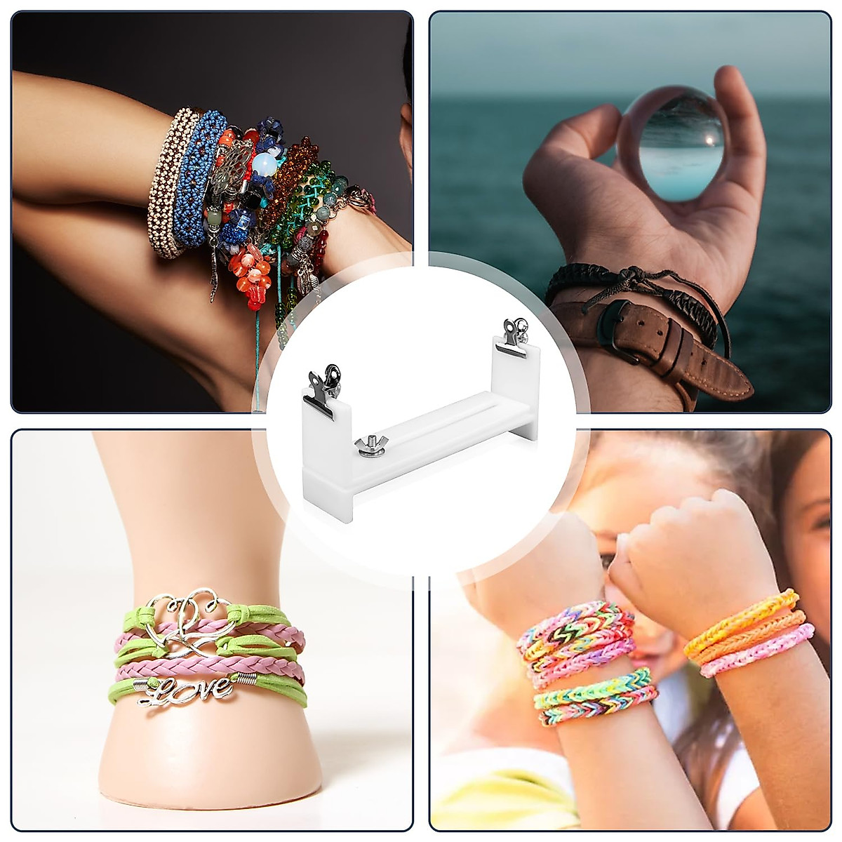 PEUTIER Bracelet Jig, Adjustable Paracord Bracelets Kit U Shape Bracelet Maker Holder Wristband Maker with 2 Clips for Paracord Weaving DIY Craft Hand Bracelet Braiding Tools, Fall Resistant