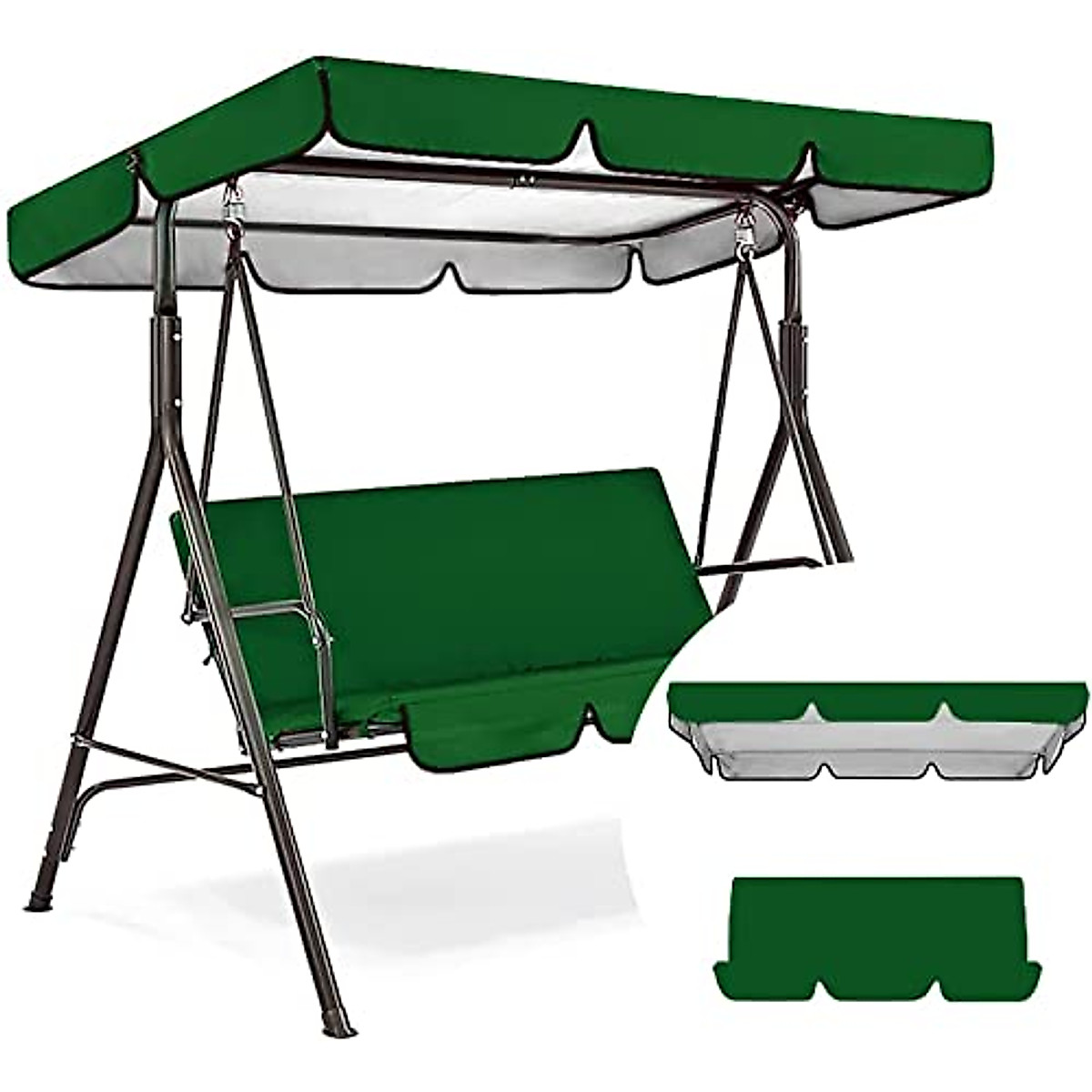 BTURYT Patio Swing Canopy Waterproof Top Cover Set, Swing Canopy Replacement Cover and Swing Chair Cover for Patio Garden Swing Outdoor(top Cover + Chair Cover)
