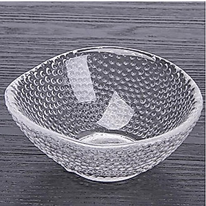 Leoyoubei 3 Ounce 3.25x1.5 inch Heat Resistant Glass Bowl for Ice Cream Dessert,Soy Sauce Dishes,Appetizer Spoons Stackable,Mini Side Dishes Ramekins Transparent 4 Packs (Point Bowl)