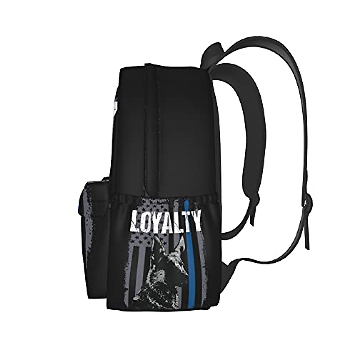 Police K9 Unit Dog Loyalty Thin Blue Line Flag Backpack Lightweight School College Bookbag Casual Travel Daypack