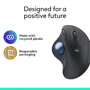 Logitech Ergo M575 Wireless Trackball for Business - Easy Thumb Control, Ergonomic Design, Secured Logi Bolt, Bluetooth, Globally Certified, Windows/Mac/Chrome/Linux - Graphite