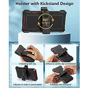 FNTCASE Case for Samsung Galaxy A14-5G: Protective Shockproof Rugged A14 Cell Phone Cover Cases with Belt Clip Holster Kickstand & Slide | Textured Tough Military Grade Drop Proof Protection - Blue