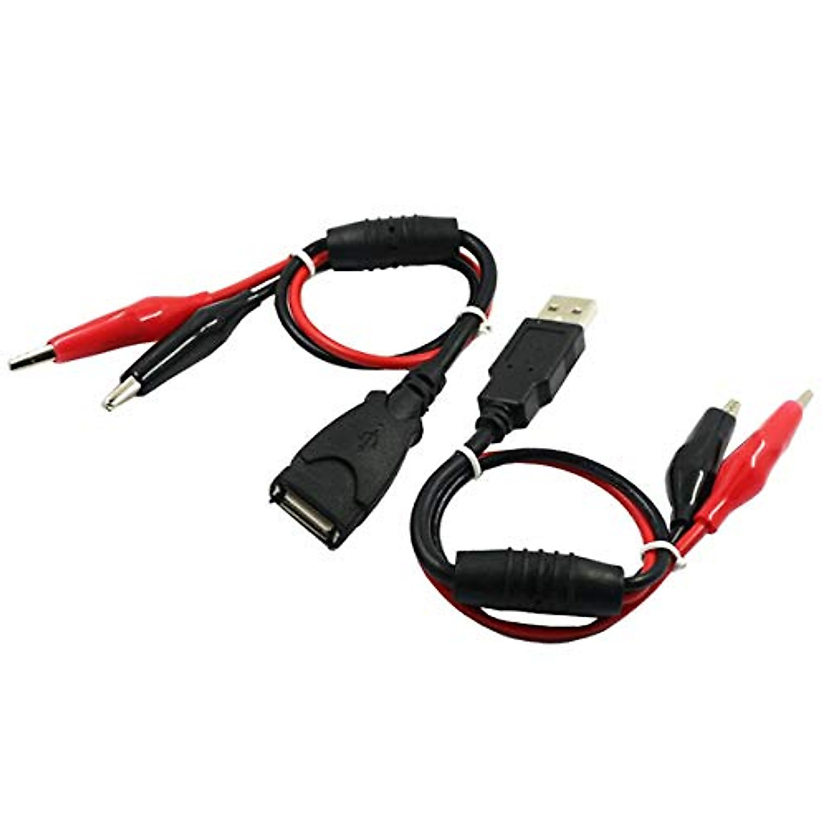 NOYITO Alligator Clips to USB Female Test Lead 18AWG Red Black Wire Max 5A Current Cable Length 12 inches Compatible with USB Devices (Pack of 2) (Alligator Clips to USB Female)
