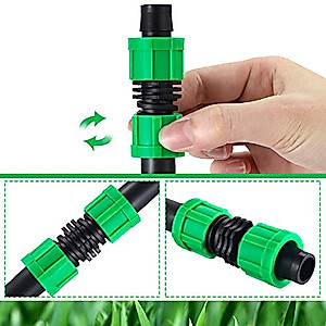 Hotop 12 Pieces Drip Irrigation Coupling, 5/8 Inch Universal Connector Drip Tubing Fittings, Compatible with Most 16-17 mm Drip Tape AG Tubing Drip or Sprinkler Systems (green)