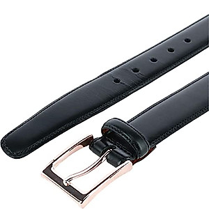 Trafalgar Men's Classic 30mm Cortina Leather Belt, 36, Black with Silver Buckle