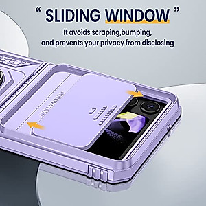 Goton for Samsung Z Flip 4 Case, Galaxy Z Flip 4 Case with Camera Cover, [Hinge Protection] & 360° Kickstand Ring Military Grade Shockproof Cover for Samsung Z Flip 4 case 2022 Purple