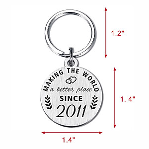 ABNTY 13th Birthday Gifts for Girls Boys, 13 Year Old Birthday Keychain, Born in 2011 Gifts, 2011 Birthday Decorations