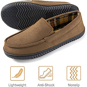 RockDove Men's Alexander Flannel Lined Loafer Slipper, Size 10 US Men, Coffee