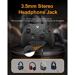 OLCLSS Stereo Headset Adapter for Xbox One, Black, 3.5mm Audio Jack, Compatible with Xbox One Controllers