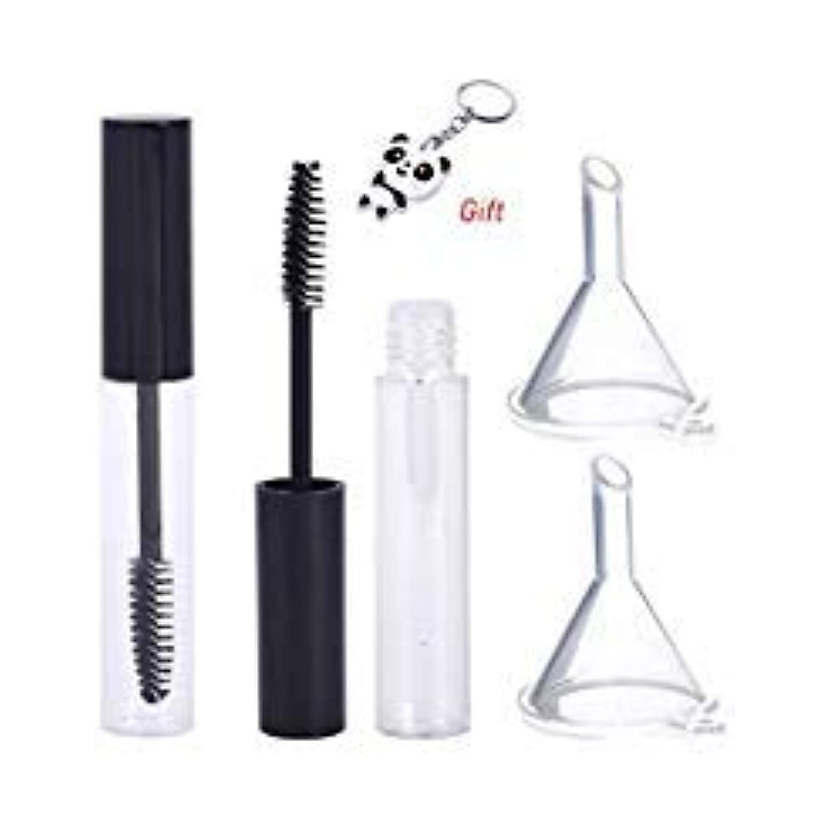 2Pcs 10ml Empty Mascara Tube with Eyelash Wand, Eyelash Cream Container Bottle with Funnels Transfer Pipettes for Travel, Home