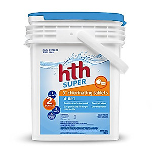 HTH 42014 Super 3-inch Chlorinating Tablets Swimming Pool Chlorine, 35 lbs