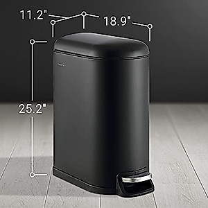 happimess HPM1010B Roland 10.6-Gallon Step-Open, Black Home, Office, Kitchen Trash Can