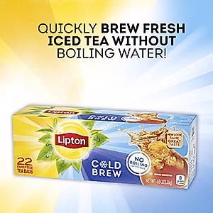Lipton Cold Brew Iced Tea Bags, Family Size, 22 Count (Pack of 6)
