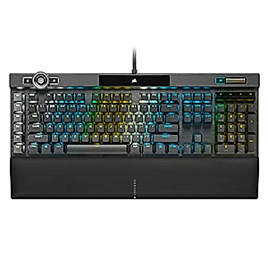Corsair K100 RGB Mechanical Wired Gaming Keyboard - Cherry MX Speed Switches - PBT Double-Shot Keycaps - Elgato Stream Deck and iCUE Compatible - QWERTY NA Layout - Black,Silver