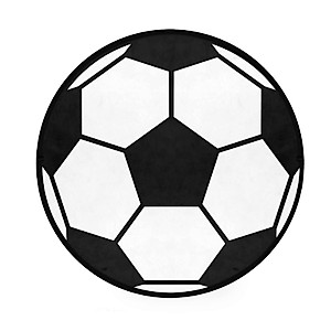 Soccer Rug Round Football Round Area Rug Carpet Floor Chair Mat for Bedroom 3ft