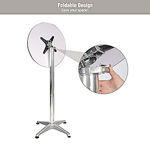 REDCAMP 24 inch Round Top Aluminum Bar Table with Flip-Up Top, Cocktail Table Bistro Pub Table for Parties Restaurant, 45" and 29.5" Two Height Adjustable