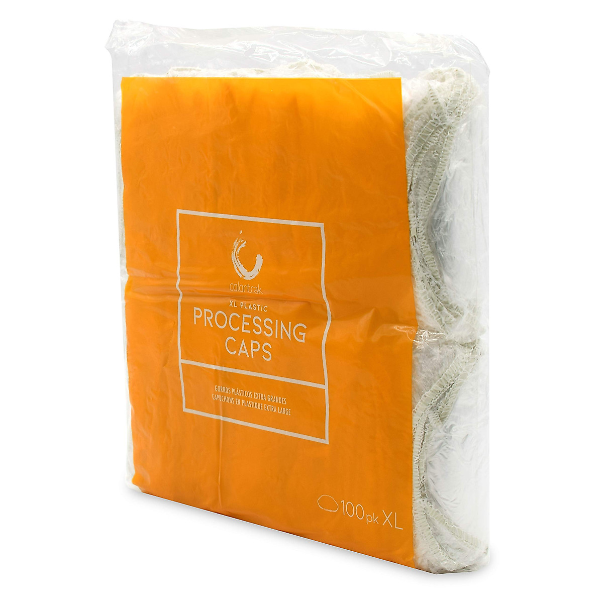 Colortrak Professional Bouffant Processing Caps, Single Use, Contain Hair During Perms, Conditioners, Relaxers, and Coloring, 21 Inch Diameter, Clear Plastic, Usable as Shower Cap, 100 Per Pack