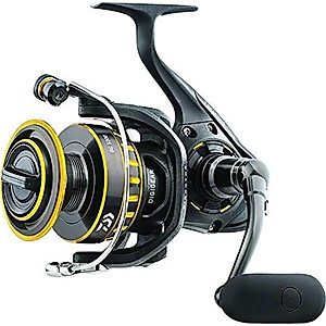 Daiwa BG4500 BG Saltwater Spinning Reel, 4500, 5.7: 1 Gear Ratio, 6+1 Bearings, 43.10" Retrieve Rate, 22 lb Max Drag, Black/gold