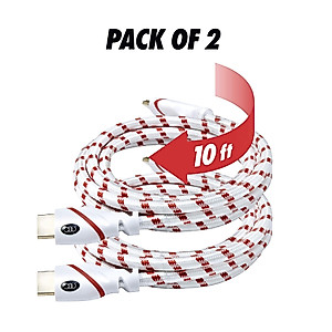 Ultra Clarity Cables 4K HDMI Cable 10FT [2 Pack], High Peed Hdmi Cables with Braided Cord & Gold Connectors, 4K @ 60Hz, Ultra HD, 2K, 1080P, ARC & CL3 Rated for Roku TV/PS5/HDTV/Blu-ray/Xbox One