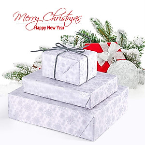 FEPITO 100 Sheets Silver Snowflake Wrapping Paper Big Size Christmas Tissue Paper for DIY and Craft, Gift Bags Decorations (14 x 20 Inch)