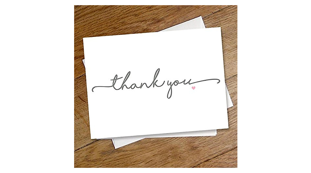 Thanks From The Heart Note Card Pack - 36 Cards
