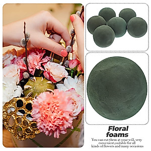 6 Pcs Flower Round Brown Dry Floral Foam Blocks for Wedding Birthdays Decorations 3.54 inch