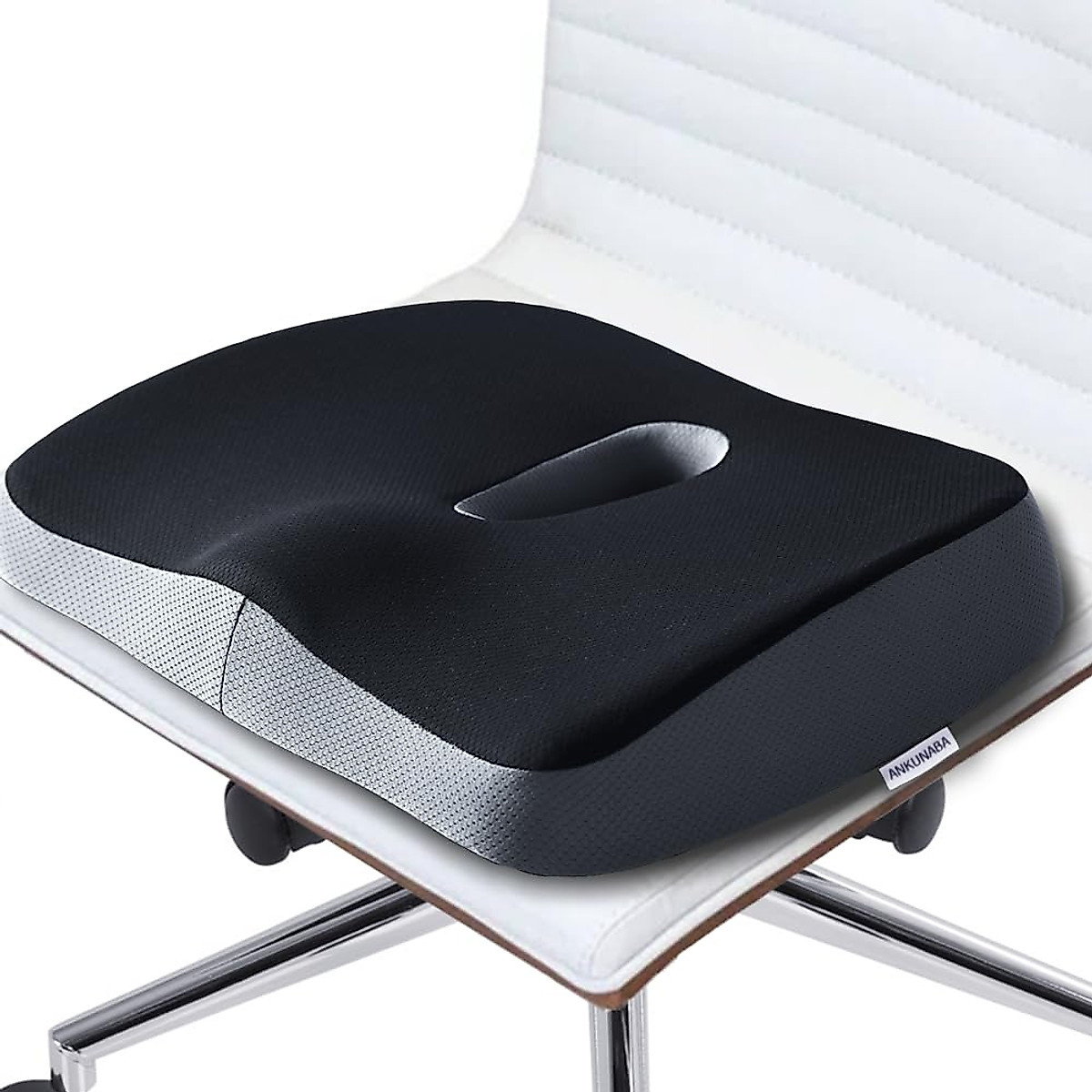 ANKUNABA Seat Cushions for Office Chairs, Large Memory Foam Chair Pad for Coccyx Tailbone Sciatica Back Pain Relief, Orthopedic Butt Pillow for Desk Car Wheelchair Computer Long Sitting (Black)