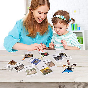 Farm Animal Toys with Flash Cards - 12 Sets of Realistic Animal Figures - Educational Learn Cognitive Toys & Animal Matching Game Playset for Toddlers Kids