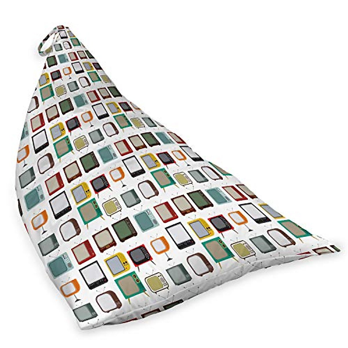 Lunarable Retro Lounger Chair Bag, Various TV Pattern Nostalgic Inspired Screen Old Fashion Electronics Illustration, High Capacity Storage with Handle Container, Lounger Size, Multicolor