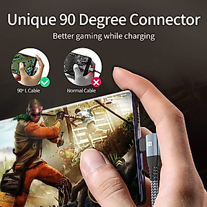 HANKN USB C to USB C Cable 3.3ft, [2 Pack] Dual Angle Nylon Braided 60W USB Type C Cable for Samsung Galaxy S21 S20, Note 20 Ultra 10 9, MacBook Air/Pro 13'', iPad Mini 6/Pro/Air - Grey, 1m