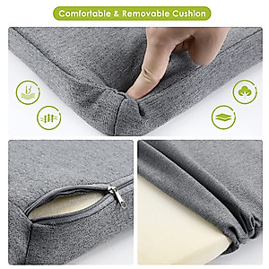 HOUSUIT 43.3" Kids Reading Nook Bench, Nursery Bookshelf and Bookcase with Seat Cushion, 6-Cubby Book Shelf Storage Organizer for Playroom, Bedroom, Living Room, Entryway, White