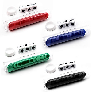 Spidfee Rigth Left Center Dice Game Set with 3 Dices + 36 Chips - 4 Sets Assorted Colors - (4 Pack)