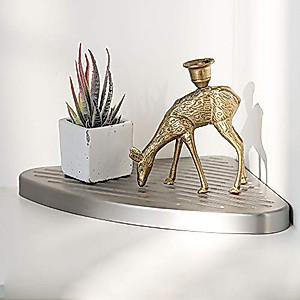 Labcosi Stainless Steel Bathroom Corner Shelves Wall-Mounted, 2-Pack Adhesive Rustproof Shower Shelves-Brushed Silver