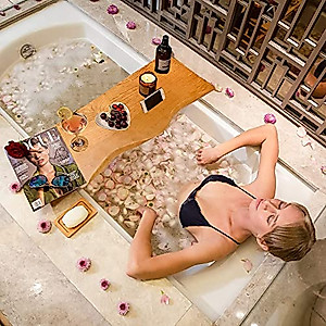 Bathtub Trays for Tub,Solid Wood Bath Tub Tray Table,Waterproof Bath Shelf Bath Tray for Bathtub,Thicken Wooden Bathtub Caddy Tray(35.4inch, Nature)