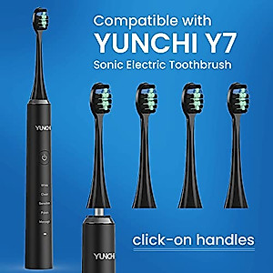 5 Pack Toothbrush Heads for YUNCHI Y7, Electric Toothbrush Replacement Heads Compatible with YUNCHI Y7 Sonic Electric Toothbrush for Adults & Kids, Black