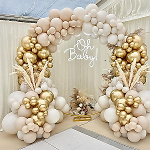 DataMoon White Gold 129 Pcs Balloon Arch Kit - Unique Baby Shower, Birthday, Wedding Decoration, Biodegradable, Unisex