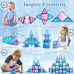 HOOLYUK 84Pcs Magnetic Tiles, Magnetic Building Blocks Princess Pretend Toys for Kids, Educational Learning Toys Building Tiles for Boys Girls Toddlers Children 3 4 5 6 7 8 Year Old for Birthday Gift