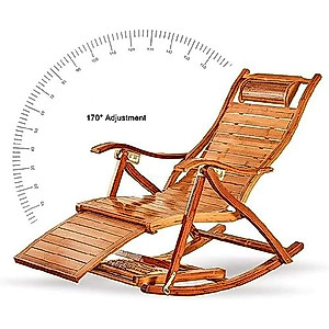 Zero Gravity Chair Lounge Chair Bamboo Recliner Wood Lounge Chair Folding Lunch Break Zero Gravity Relax Neck Pillow for Leisure Garden Folding Recliner Chair Patio Lounge Chair (Color : E+Cushion)