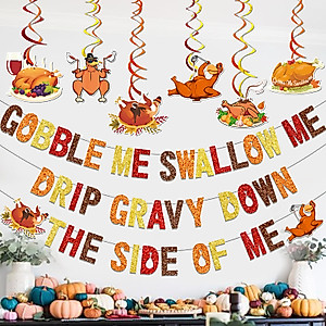 Gobble Me Swallow Me Decorations Thanksgiving Dinner Decorations Friendsgiving Decorations Thank You Banner Happy Thanksgiving Banner Friendsgiving Party Decorations