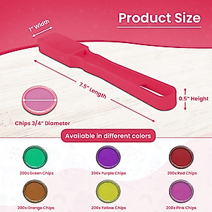 MR CHIPS Made in USA Upgraded Bingo Magnetic Wand & 200 Pieces ¾ Inch Pink Plastic Chips with Metal Rings - Support American Job