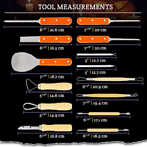 Halloween Haunters Ultimate 14 Piece Professional Pumpkin Carving Tool Kit - Easily Carve Sculpt Halloween Jack-O-Lanterns - 18 Cuts, Scoops, Scrapers, Saws, Loops