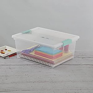 Sterilite Deep Clear Plastic Stackable Storage Container Bin Box Tote with Clear Latching Lid Organizing Solution for Home & Classroom, 4 Pack