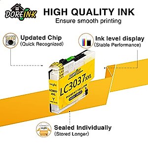 DOREINK LC3037 Ink Cartridge Replacement for Brother LC3037XXL LC3039 3037 3039 Work for Brother MFC-J6545DW MFC-J5945DW MFC-J6945DW MFC-J5845DW MFC-J5845DWXL MFC-J6545DWXL Printer (4 Pack)