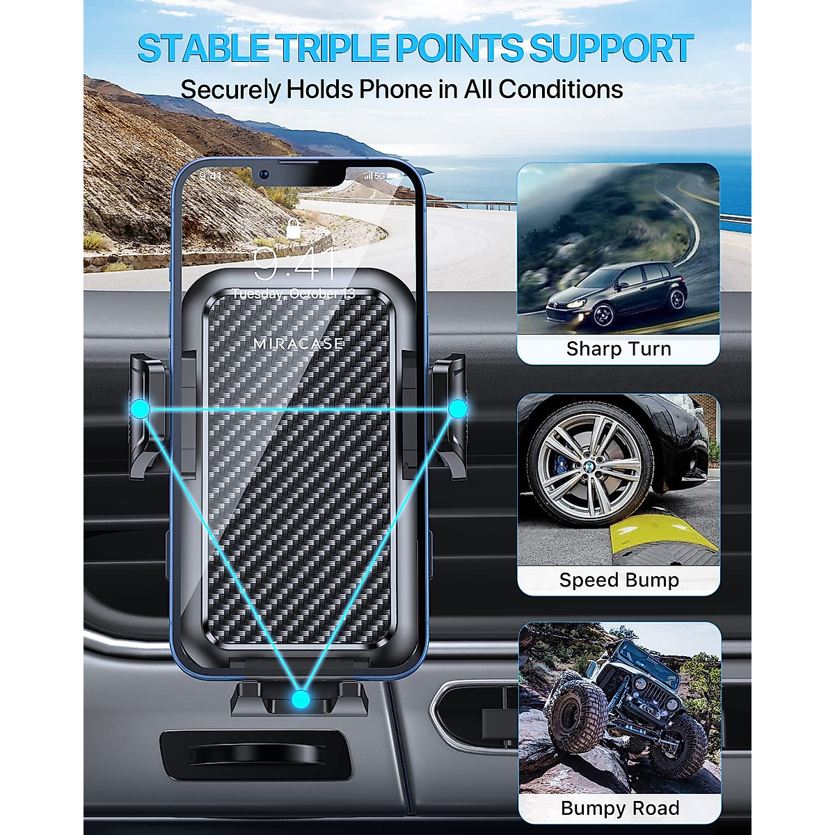 Miracase 2024 Upgrade Universal Car Phone Holder Mount for Air Vent, Sturdy and Thick Case Friendly Hands-Free Mount for iPhone, Samsung, and All Smartphones