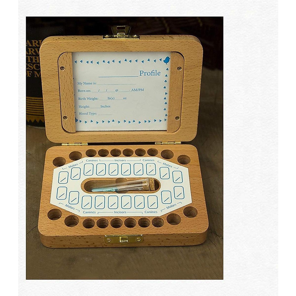 Baby Tooth Box,Solid Wood Teeth Boxes,Teeth Storage Box,Baby Save Boxes,Kids Keepsake Organizer for Baby Teeth and Hair,Baby Shower& Birthday Gift