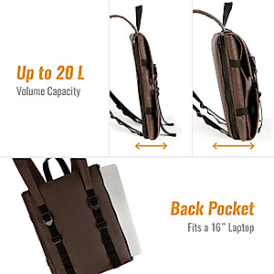 Under NY Sky Knife Bag - Brown Real Leather - 13 Knife Slots, 2 Zipped Pockets for Kitchen Utensils, Large Pocket for Tablets & Notebooks - Expandable - Tool Storage Bag Style for Chefs, Cooks, BBQ