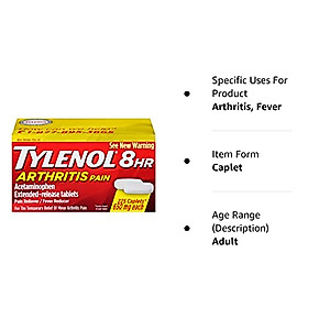 Tylenol 8 Hour Arthritis Pain Reliever Fever Reducer Extended Release Caplet, 225 Count