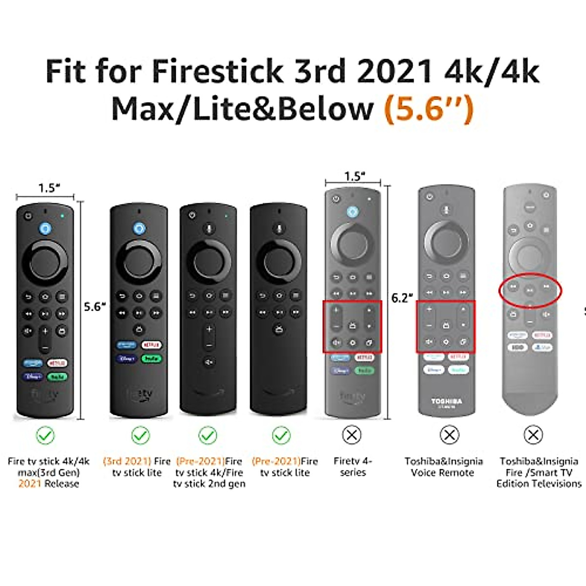 [2 Pack] Wevove Firestick Remote Cover Compatible with Alexa Voice Remote 4k/Max/Lite (3rd Gen), Firesticktvs Remote Case with Wrist Strap, Fire Stick Cover Glow in The Dark